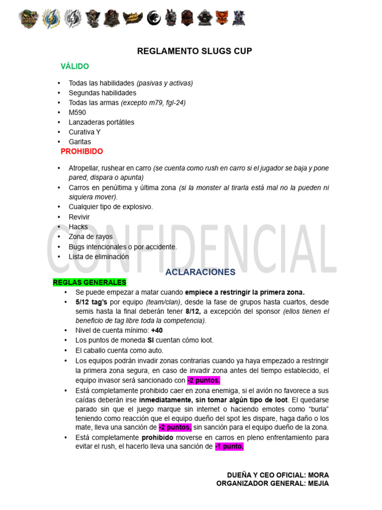 Reglas Slugs Cup - By Mora | PDF