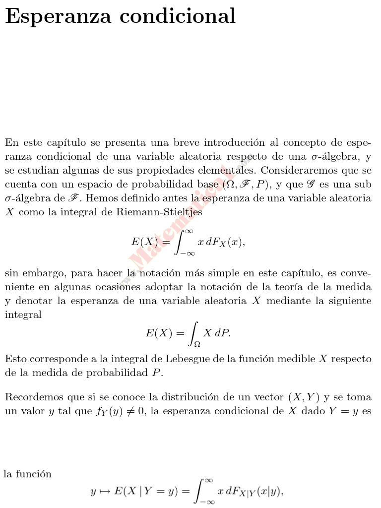 Esperanza Condicional | PDF | Variable aleatoria | Integral