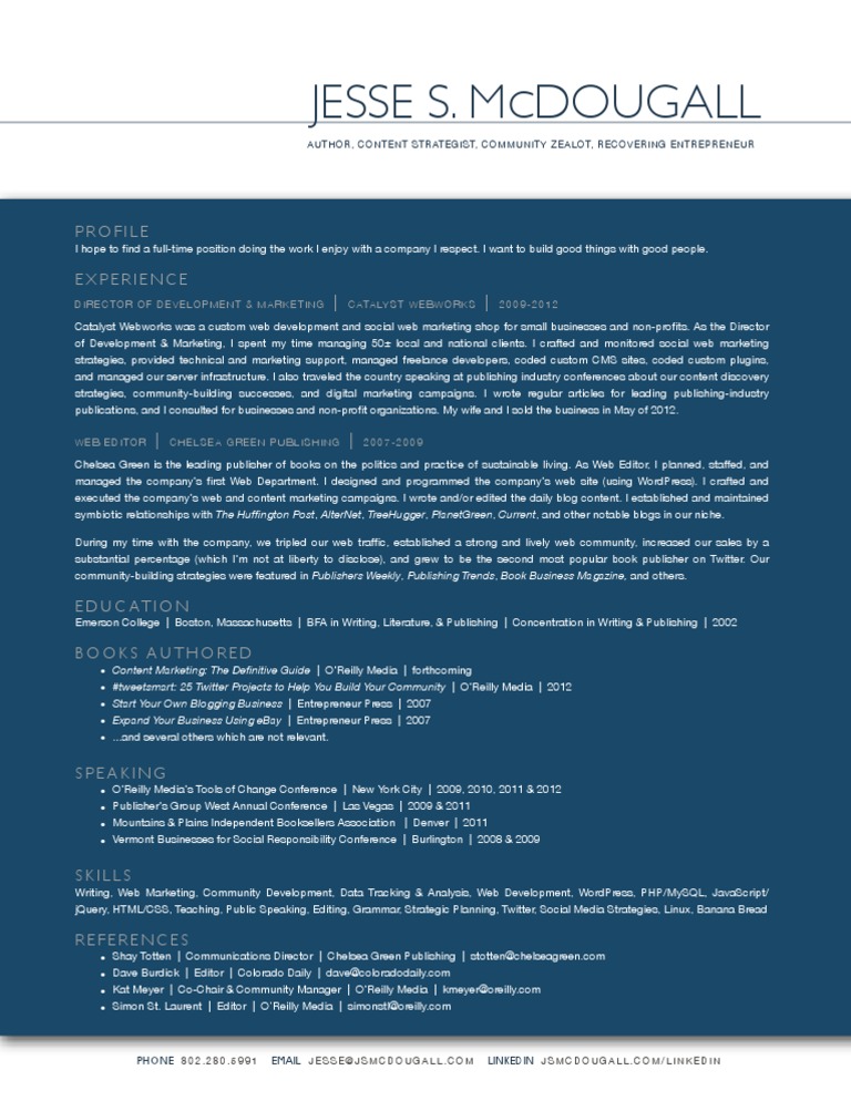 Jesse S. McDougall's Resume | PDF | Blog | Word Press
