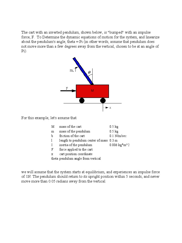 The Cart With An Inverted Pendulum | Equations | Teaching Mathematics