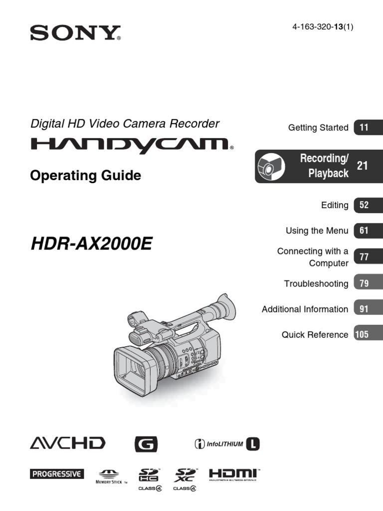 Sony HDR Ax2000 | PDF | Secure Digital | Aperture