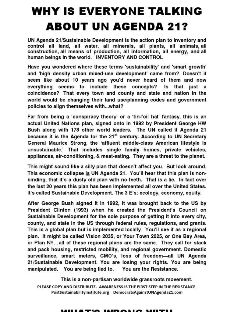 Why Is Everyone Talking About Un Agenda 21 | PDF | Sustainability ...