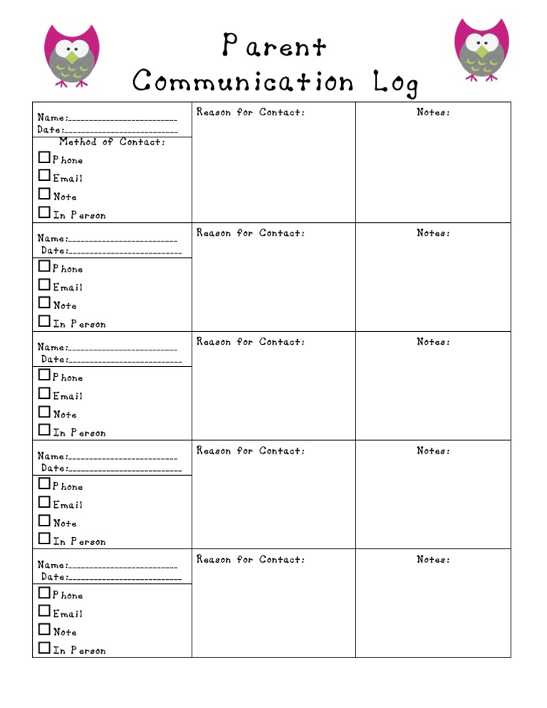 Parent Communication Log Template | PDF
