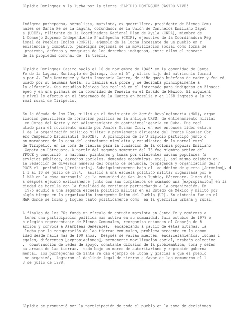 Elpidio Domínguez Castro Vive! | PDF | Guerra de guerrillas | México