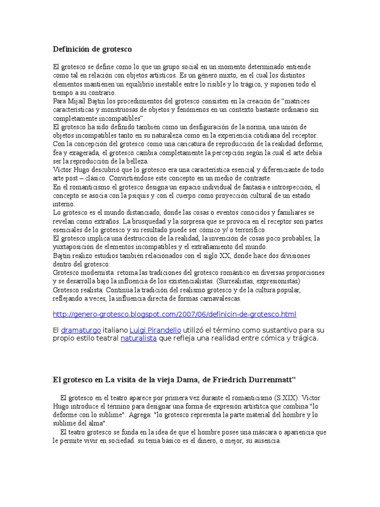 Definición de Grotesco | PDF | Grotesco | Teatro