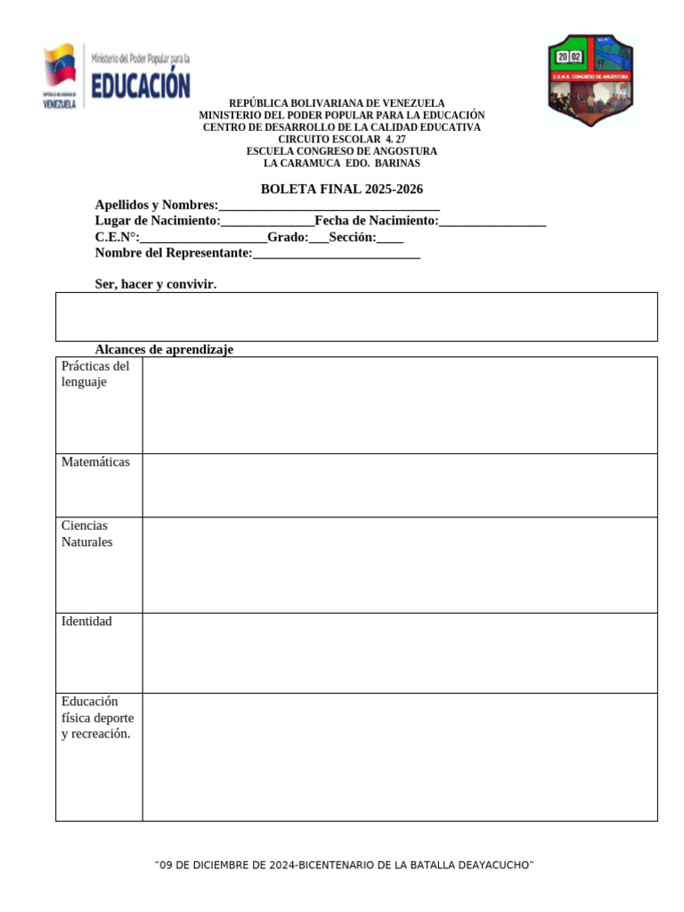 Boleta Final 2026. | PDF