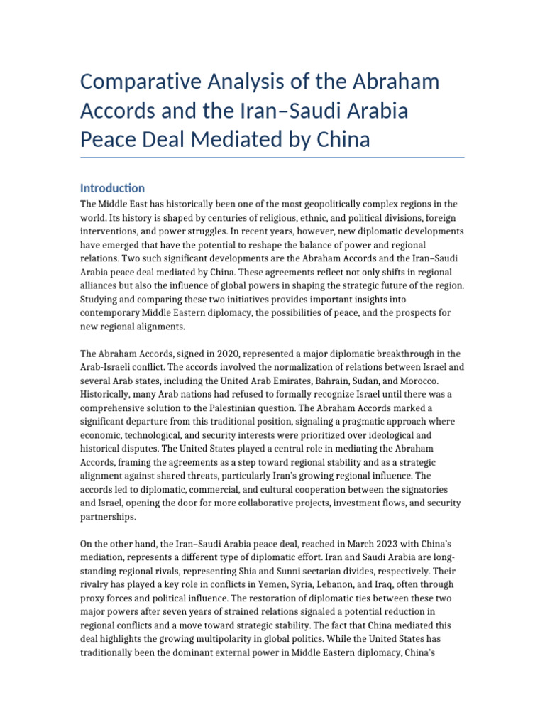 Abraham Accords Iran KSA Comparative Analysis | PDF | Iran | Saudi Arabia