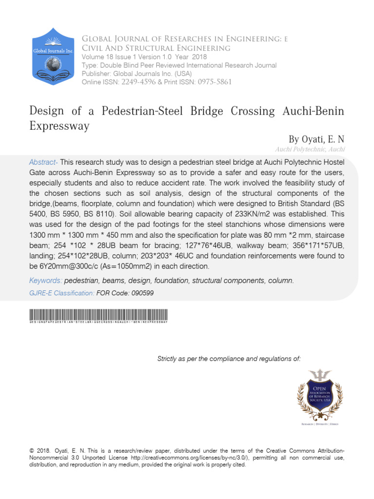 1 Design of a Pedestrian Steel Bridge | PDF