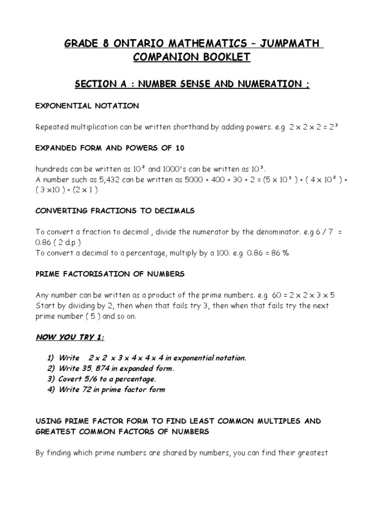 Grade 8 Revision Booklet | PDF | Fraction (Mathematics) | Area