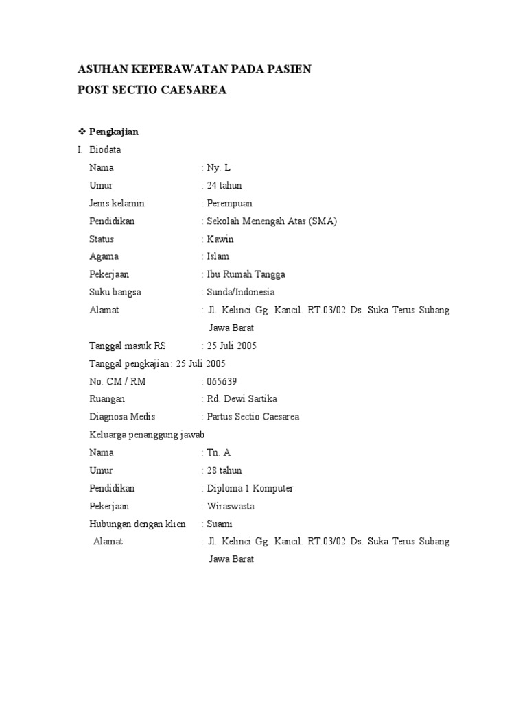 Askep Maternitas Post Natal SC | PDF