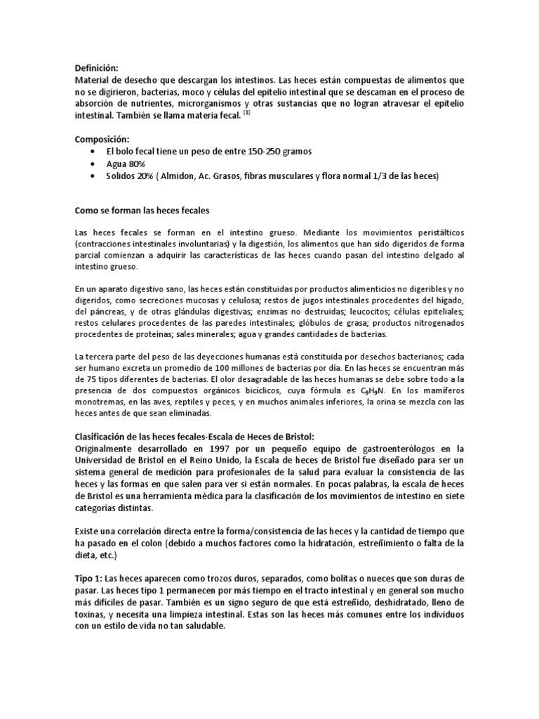 Composición y formación de heces fecales | PDF | Heces | Digestión