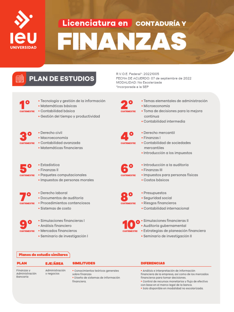 Licenciatura en CONTADURI%CC%81A Y FINANZAS No Escolarizada Universidad ...