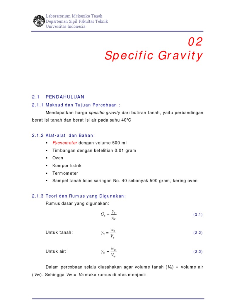 02 Specific Gravity | PDF