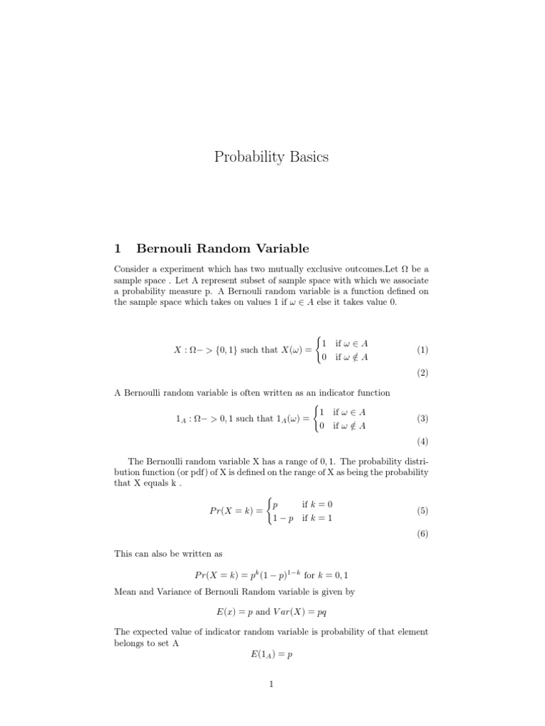 Bernouli Random Variable | PDF | Probability Distribution | Random Variable