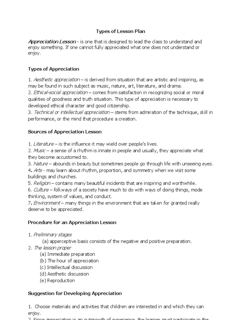 Types of Lesson Plan | PDF | Lesson Plan | Learning