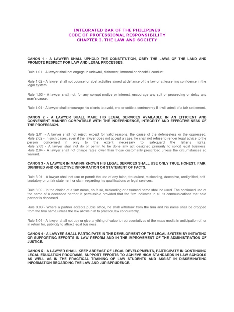 Code of Professional Responsibility | PDF