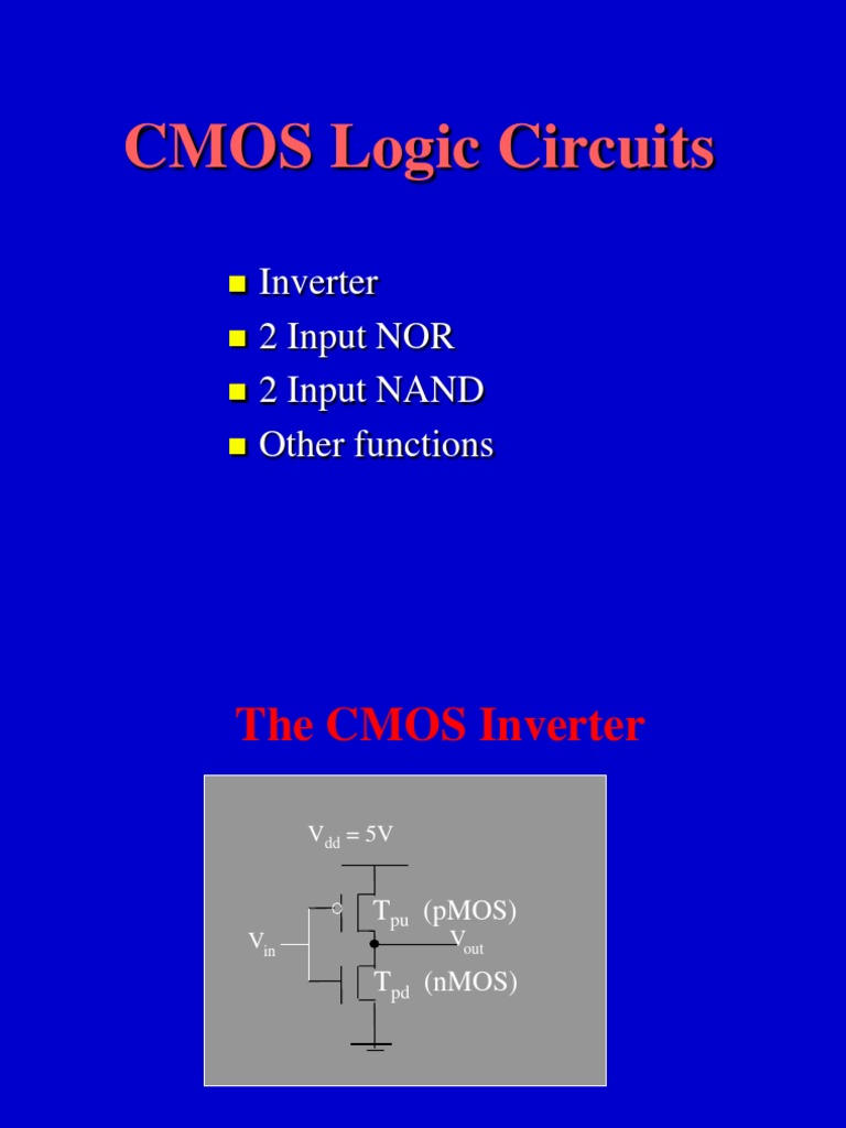 CMOS Logic Circuits: Inverter 2 Input NOR 2 Input NAND Other Functions ...