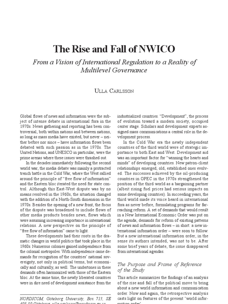 The Rise and Fall of NWICO: From A Vision of International Regulation ...
