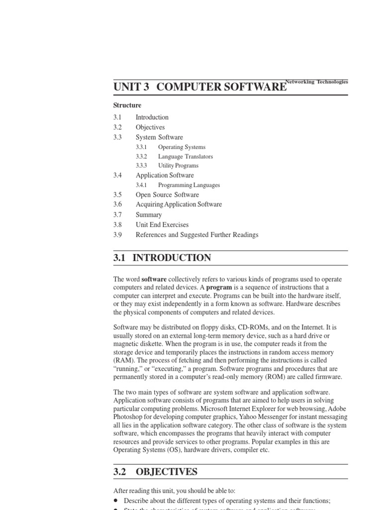 Unit 3 Computer Software: Structure | PDF | Operating System | Computer Program