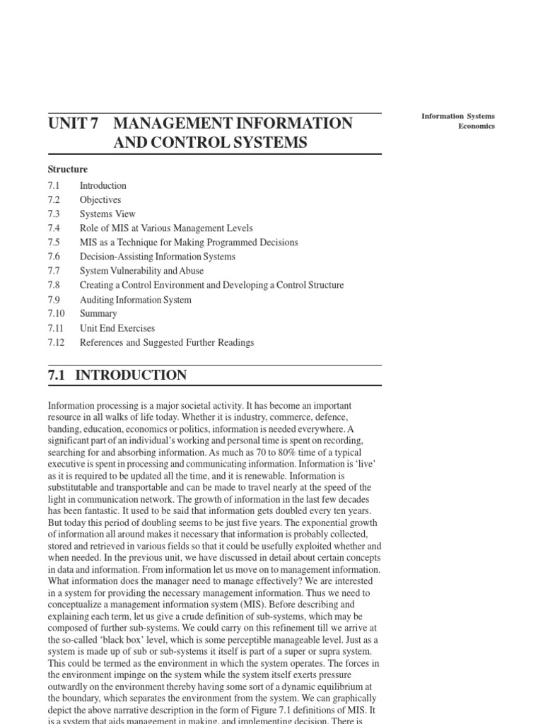 Management Information and Control Systems | PDF | System | Decision ...