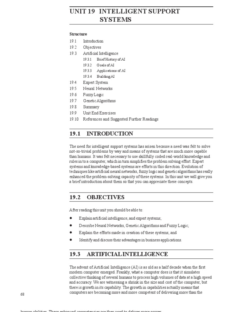Unit 19 Intelligent Support Systems: Structure | PDF | Artificial ...
