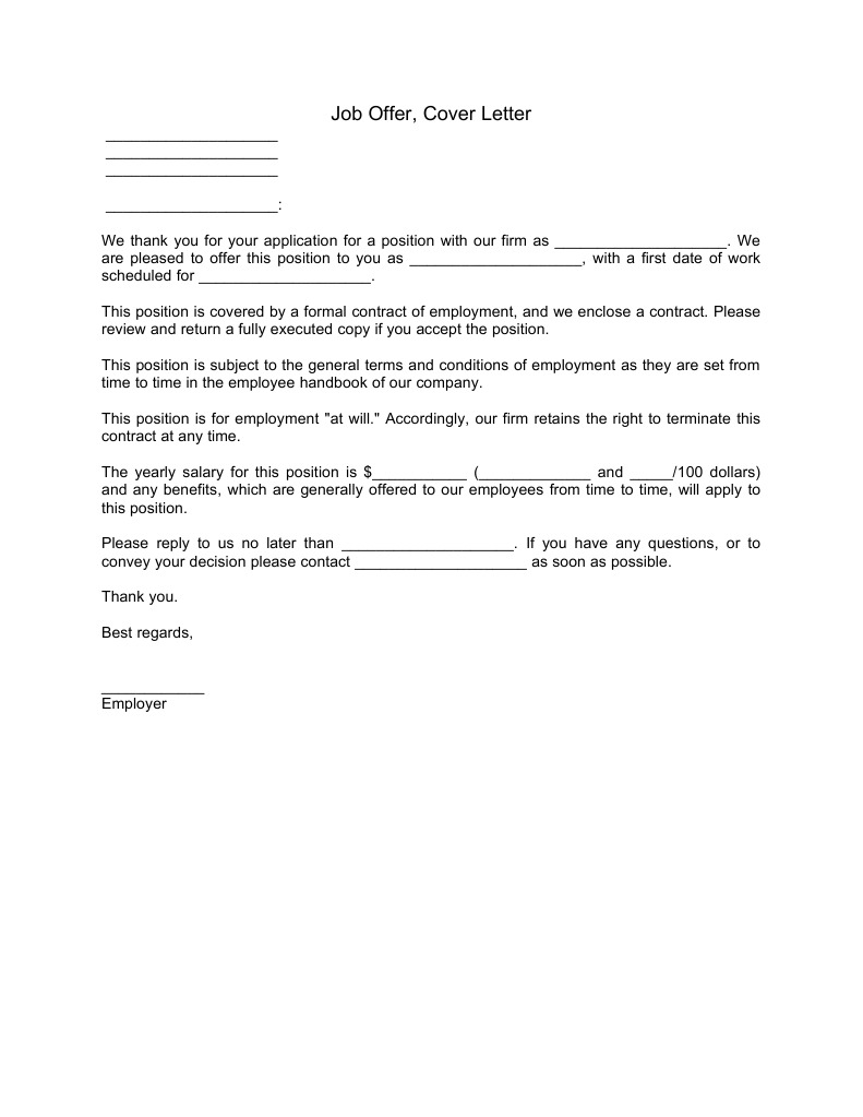 Job Offer, Cover Letter | PDF
