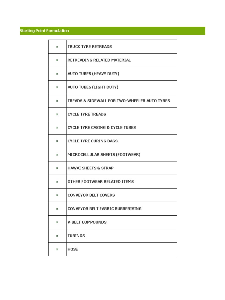 Rubber Formulations | PDF | Wax | Tire
