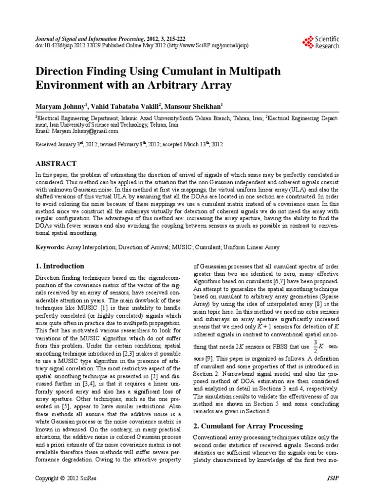 Doa Estimation Unduh Gratis Pdf Matrix Mathematics Signal To Noise Ratio 