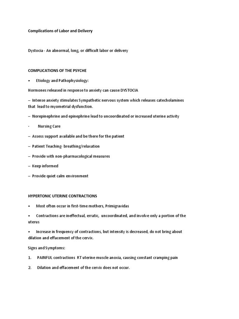 Complications of Labor and Delivery | PDF | Childbirth | Preterm Birth