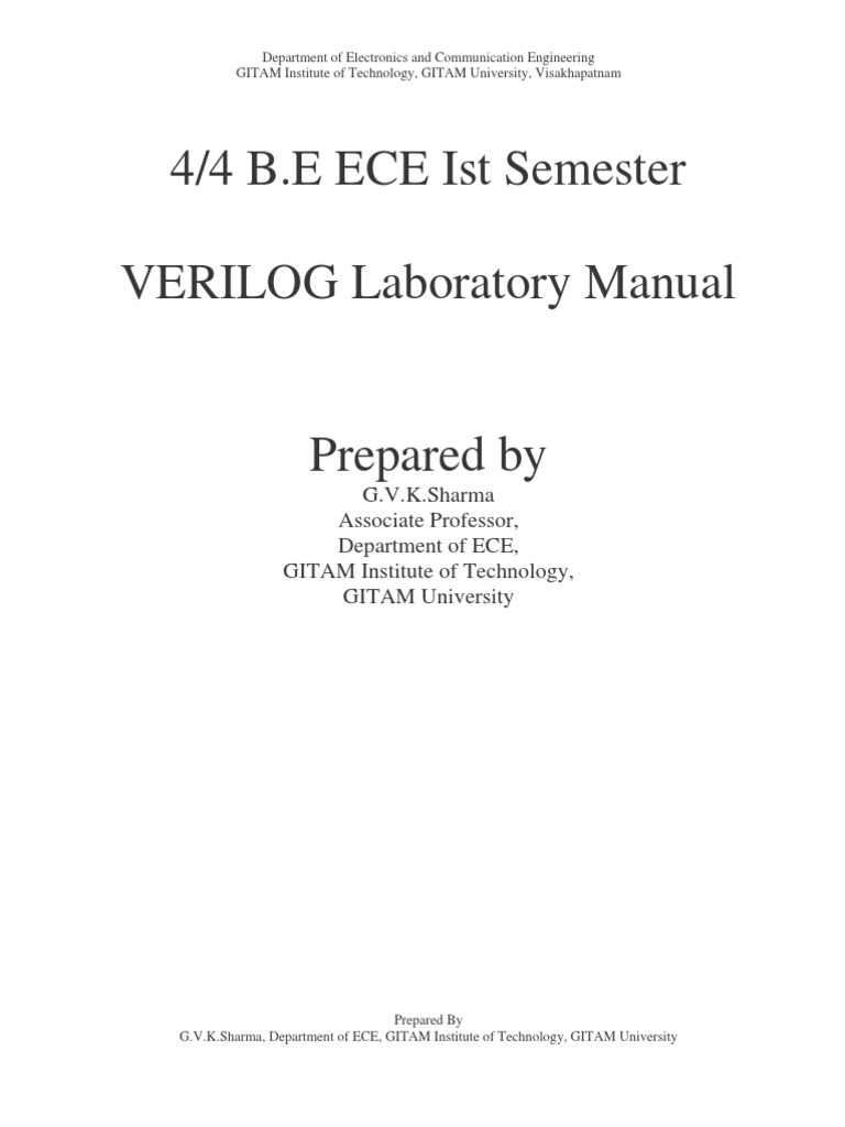 Verilog Laboratory Manual | PDF | Digital Electronics | Electronic Engineering
