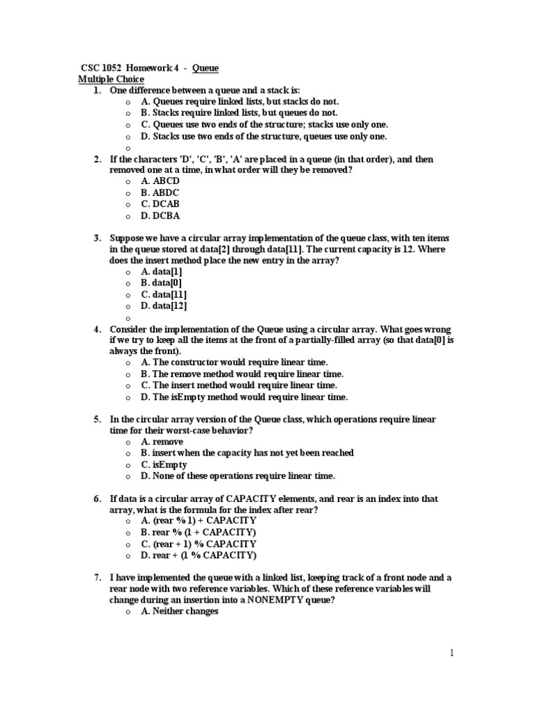 Homework 4 Pdf Queue Abstract Data Type Array Data Structure 8481