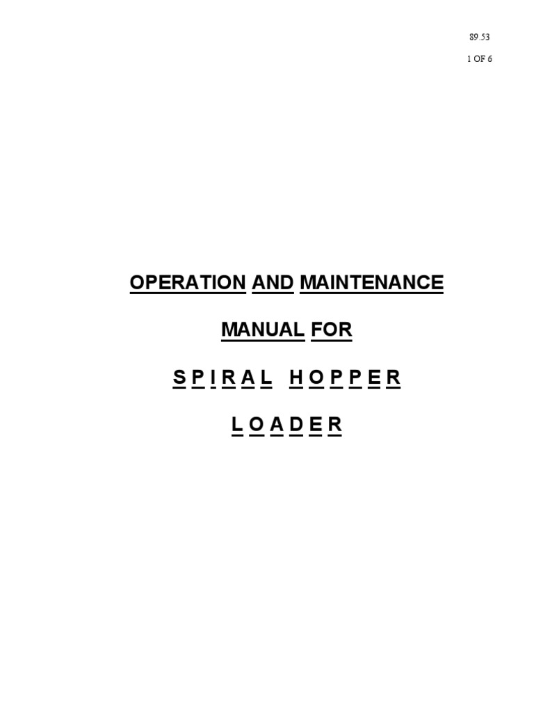Spiral Hopper Loader Manual | PDF