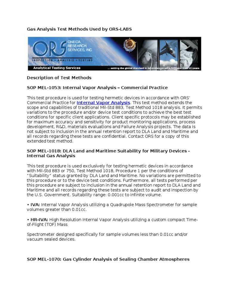 Internal Vapor Analysis Test Methods | PDF | Mass Spectrometry | Gas ...