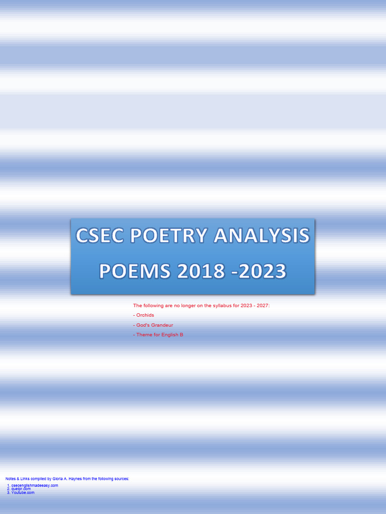 Analysis of CSEC Poems 2023 - 2027 | PDF | Poetry | God