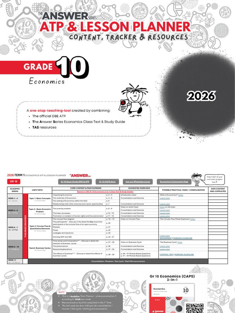 2026 Gr 10 Term 1 Economics Atp Fillable | PDF | Economics | Lesson Plan