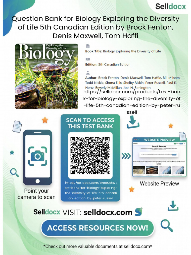 Question Bank for Biology Exploring the Diversity of Life 5th Canadian ...