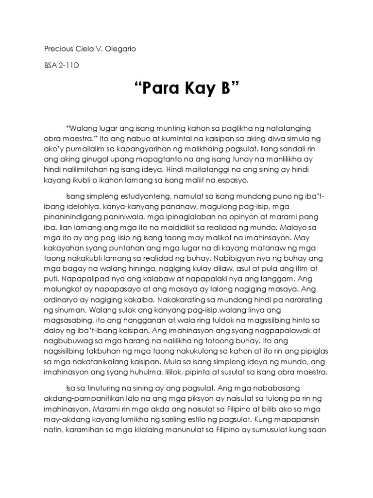 Para Kay B | PDF