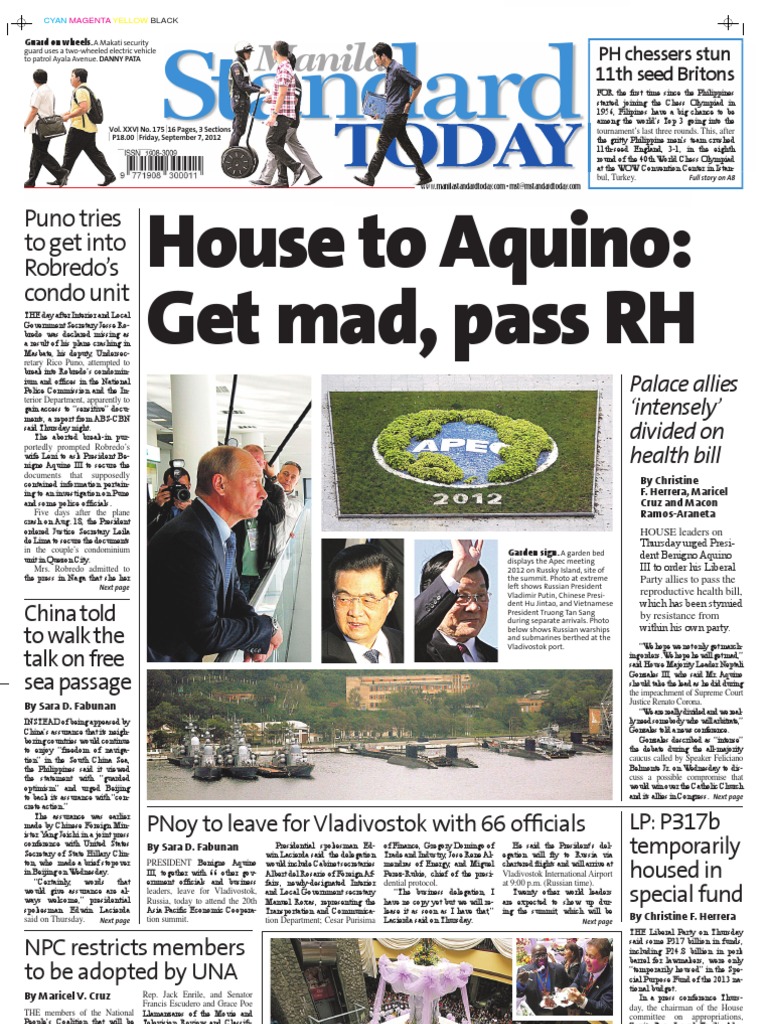 Manila Standard Today - September 7, 2012 Issue | PDF | Benigno Aquino ...