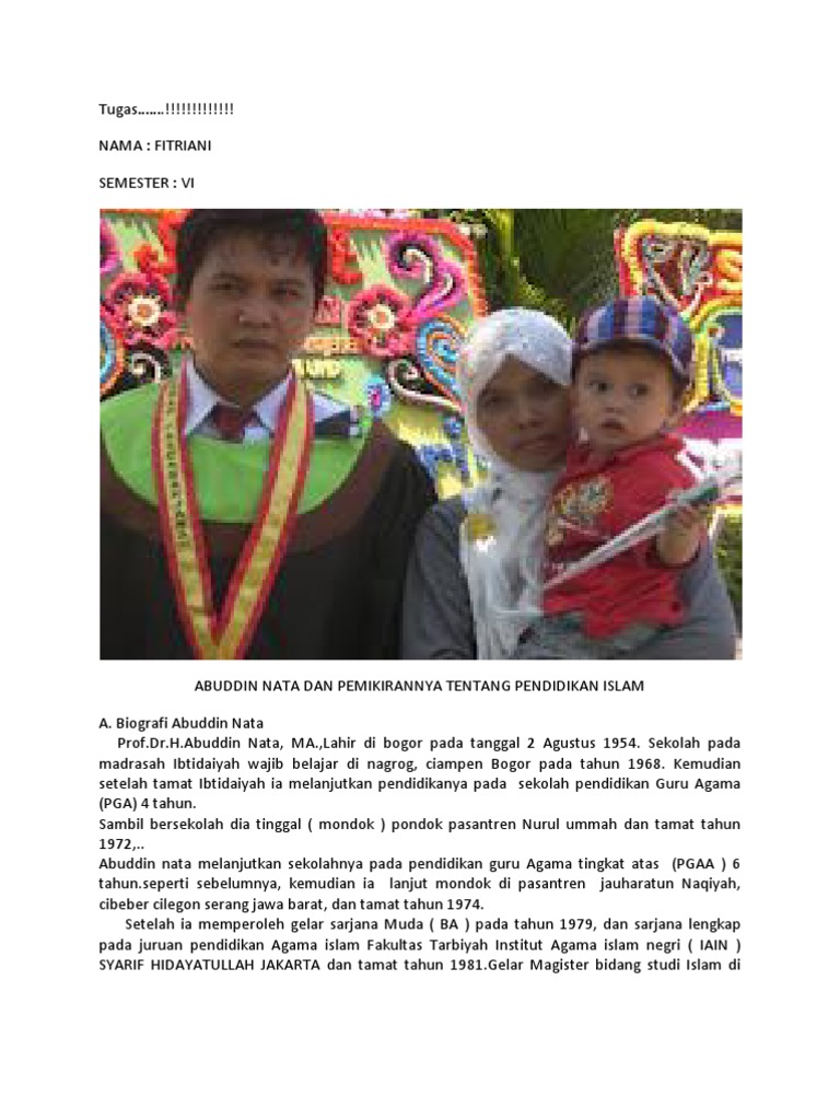Abuddin Nata Dan Pemikirannya Tentang Pendidikan Islam | PDF