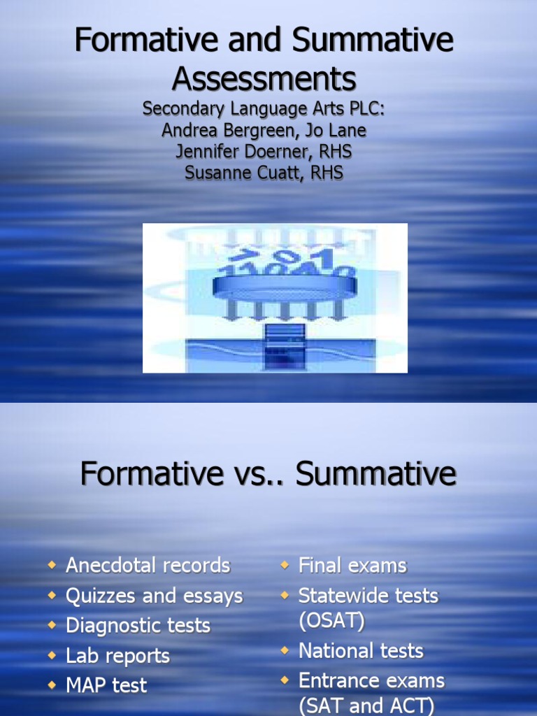 Formative and Summative Assessments | PDF | Educational Assessment And ...