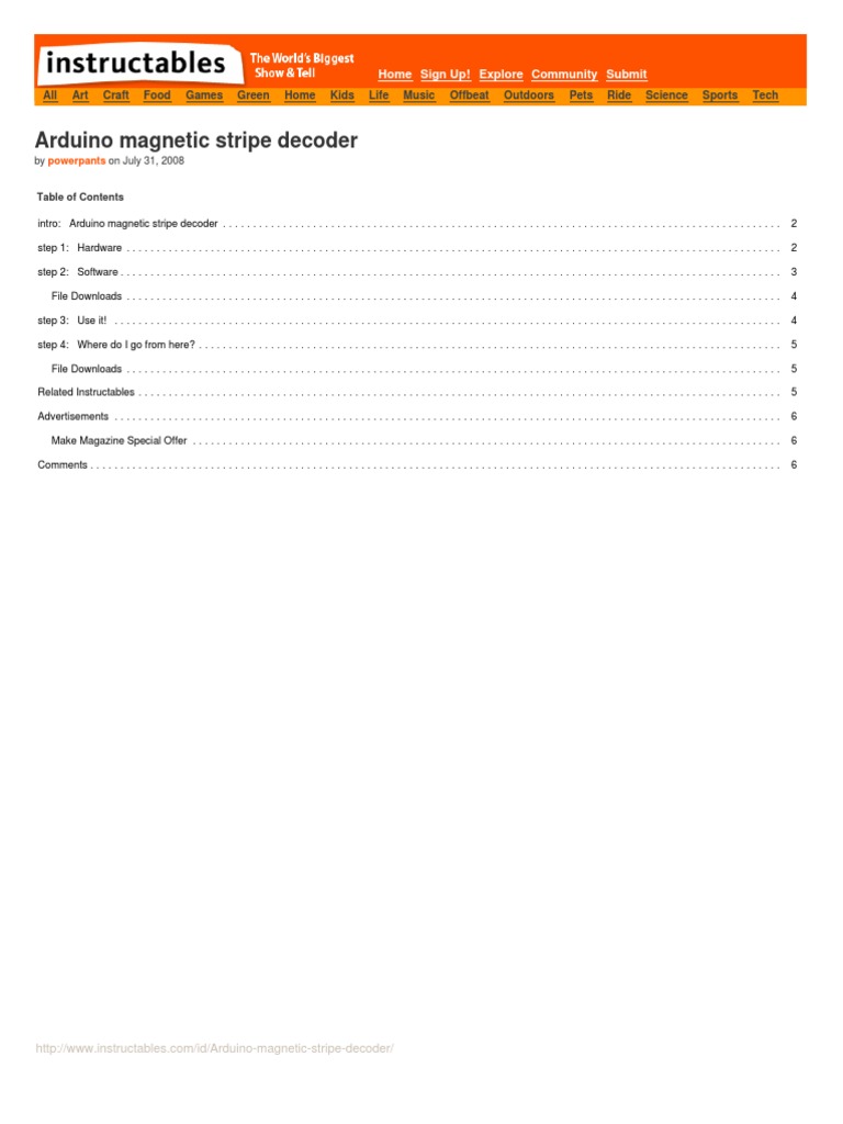 Arduino Magnetic Stripe Decoder Pdf Computing Computer Engineering 8001