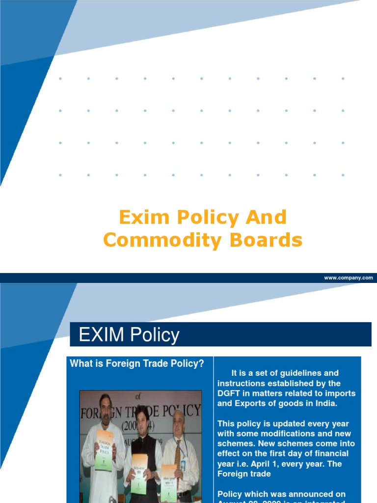 Exim Policy and Commodity Boards | PDF | Exports | Trade