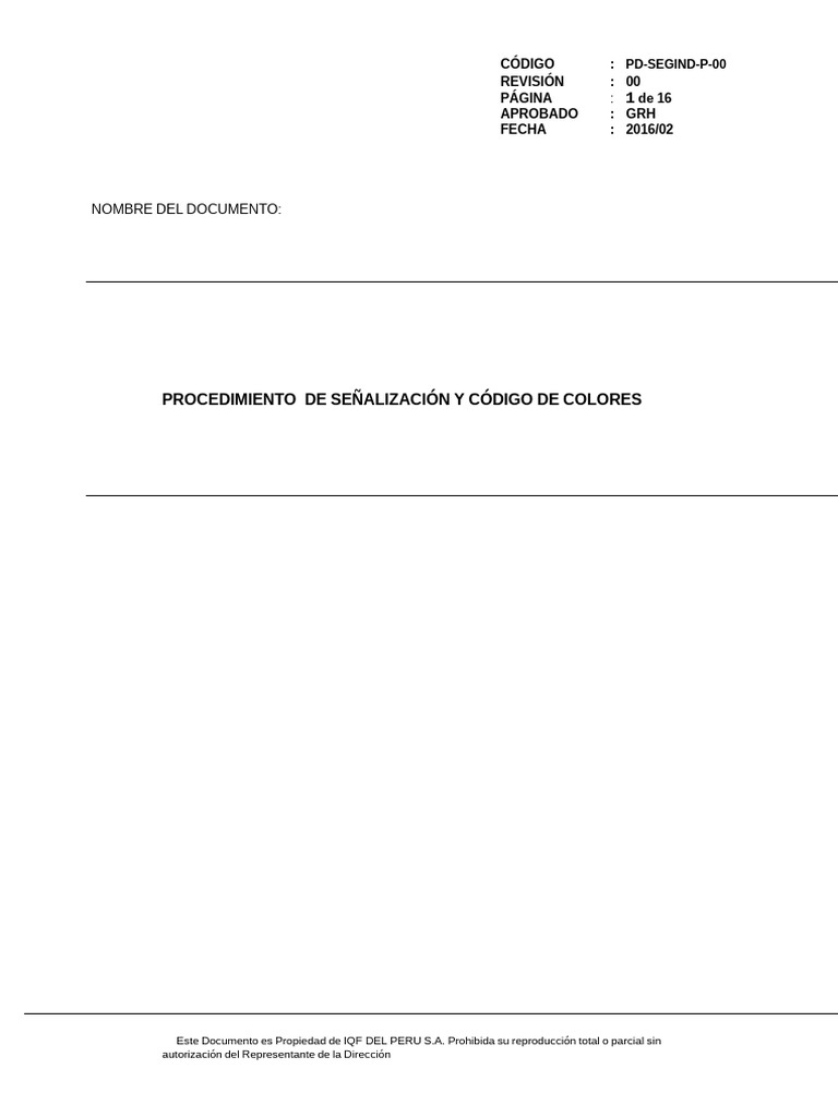 Procedimiento Señalizacion y Codigo de Colores | PDF | Residuos | Color