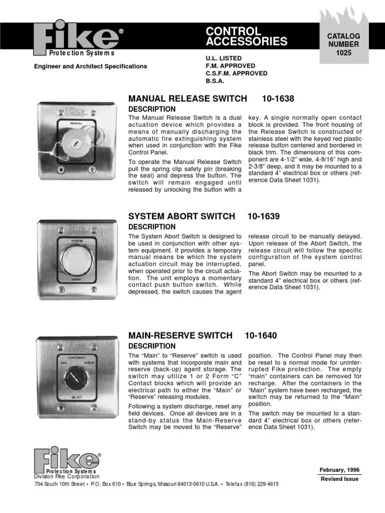 Fike Control Accessoriesd1025 | PDF