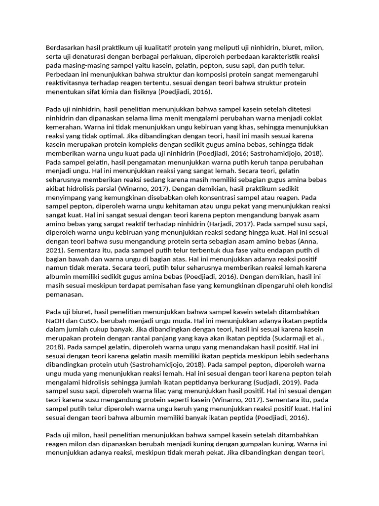 Berdasarkan Hasil Praktikum Uji Kualitatif Protein Yang Meliputi Uji ...