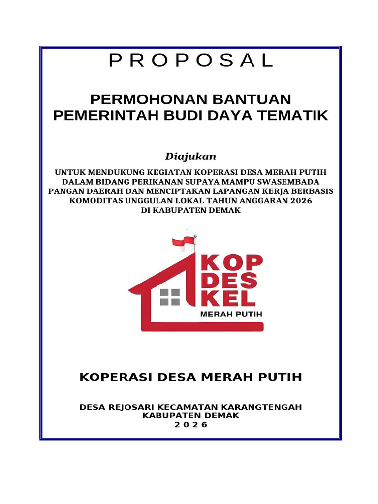 PROPOSAL KDMP REJOSARI PERIKANAN 2025 KOREKSI 1 | PDF