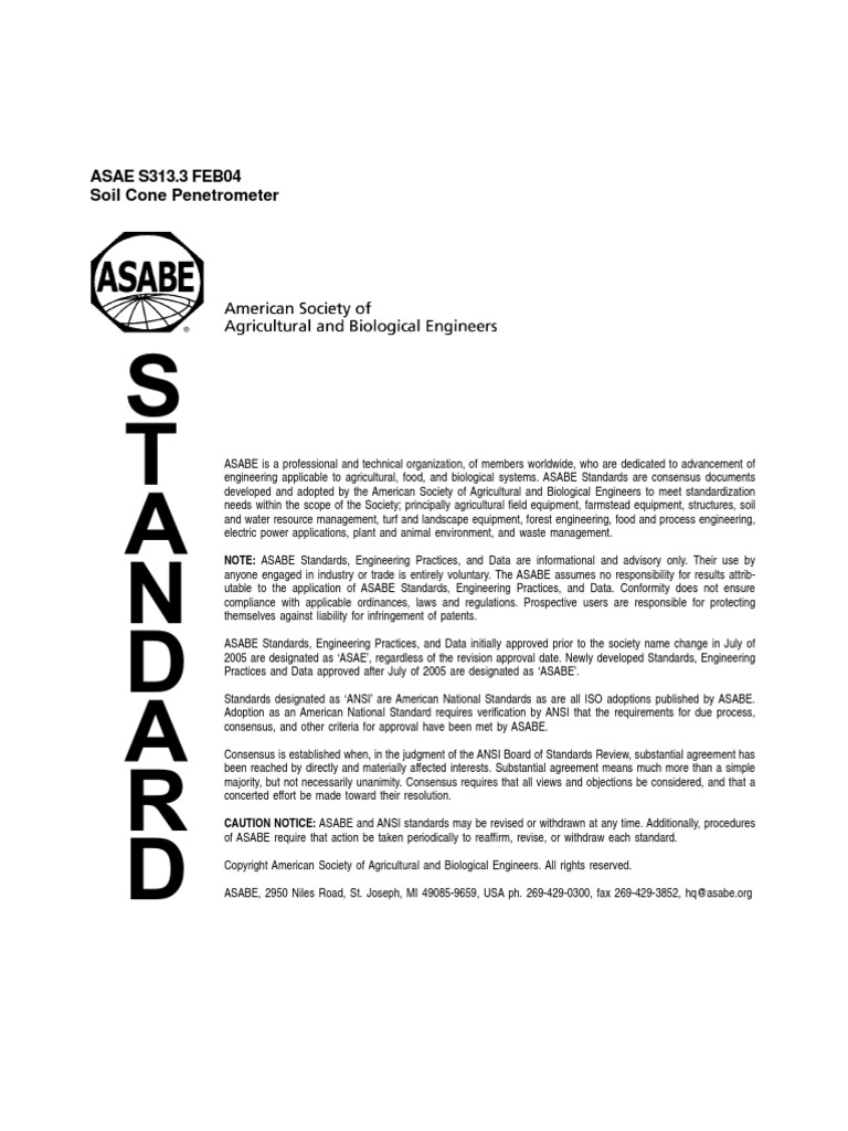 ASAE S313.3 Soil Cone Penetrometer | PDF | Consensus Decision Making ...