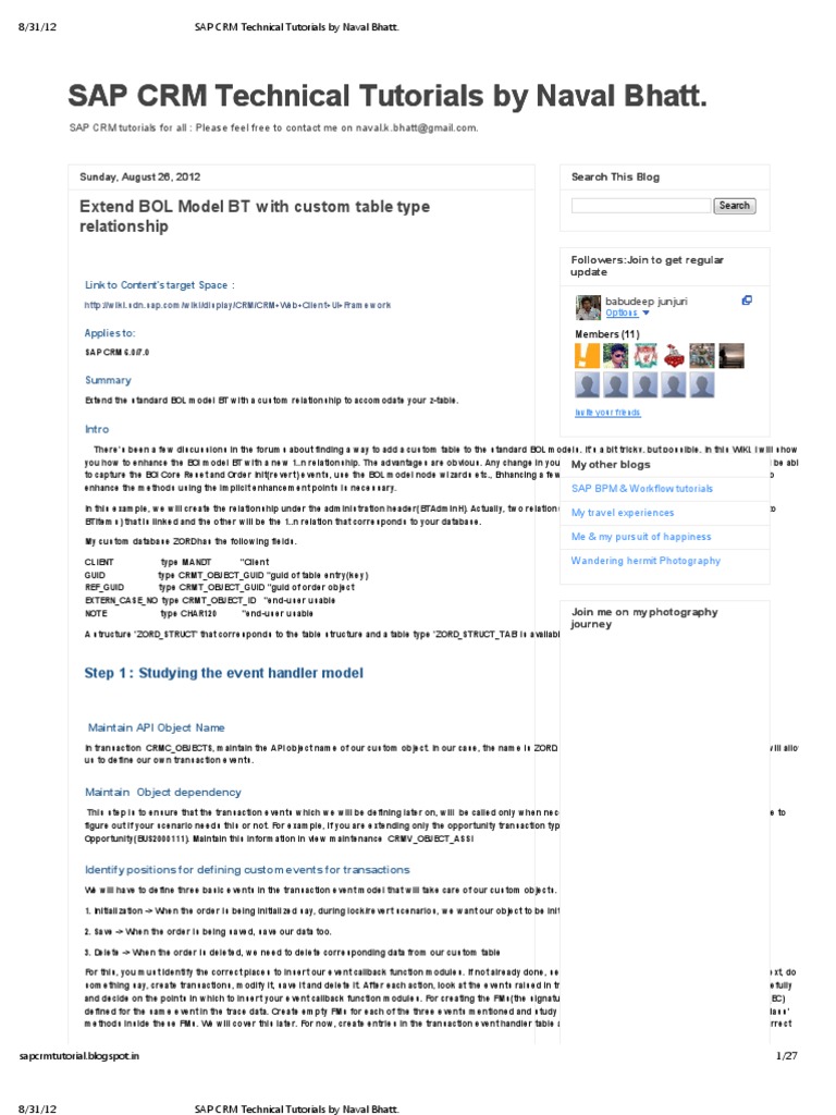 SAP CRM Technical Tutorials by Naval Bhatt | PDF | Method (Computer Programming) | Databases