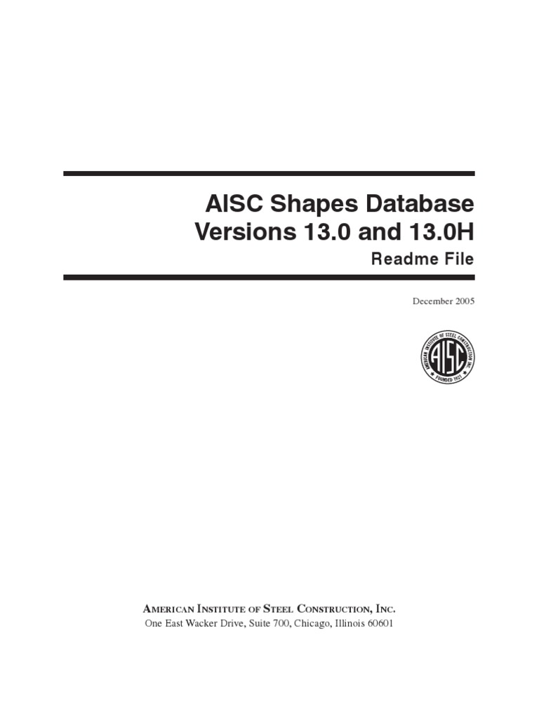 AISC Shapes Database Versions 13.0 and 13.0H | Microsoft Excel | Beam ...