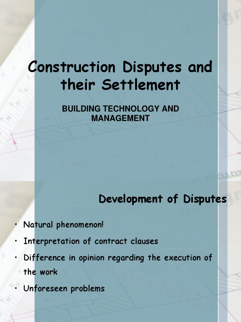 Construction Disputes and Their Settlement | PDF | Arbitration ...